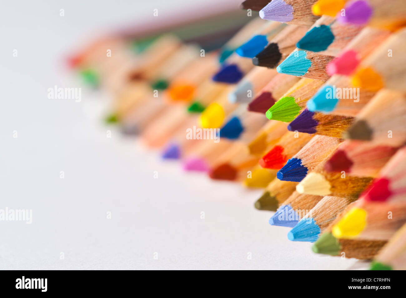 Colorful pencils on right side white isolated background Stock Photo ...