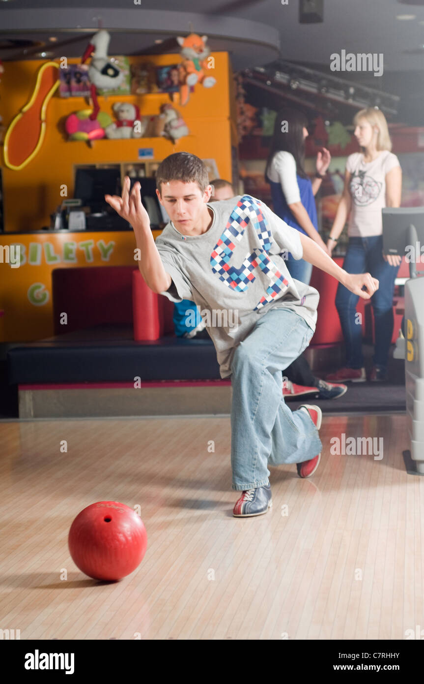 young people play the bowling Stock Photo - Alamy