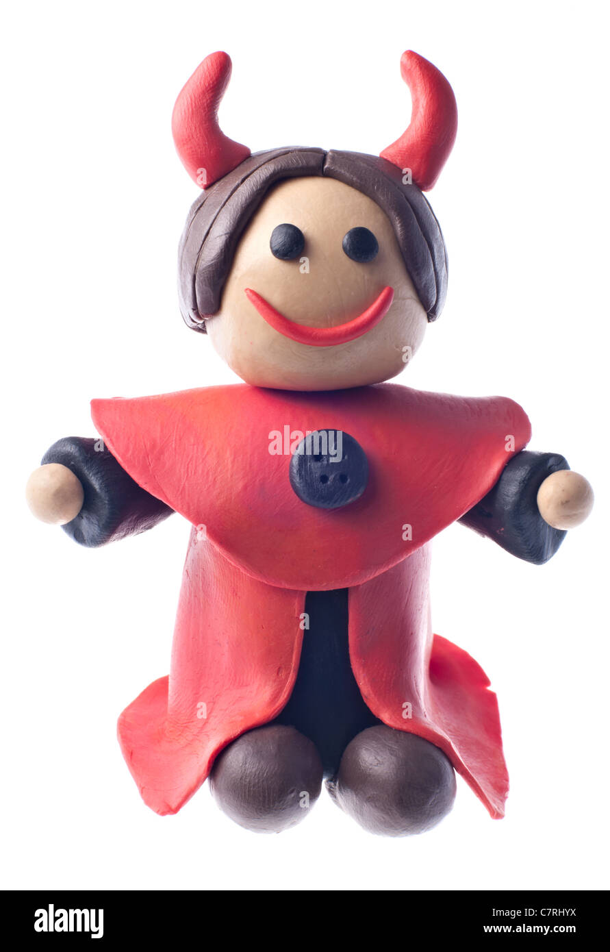 Funny devil made of plasticine isolated over white Stock Photo - Alamy