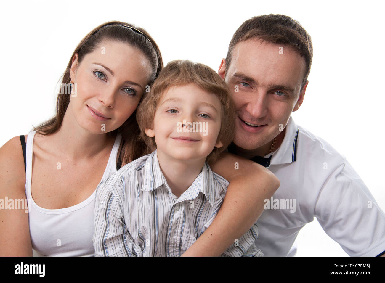 Young European family from three persons - mother, father and son Stock ...