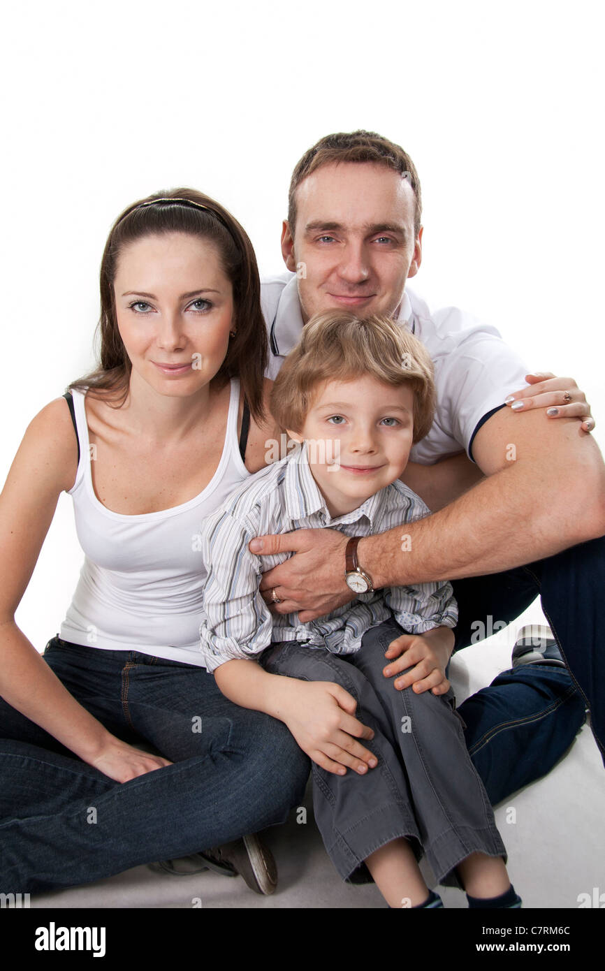 Young European family from three persons - mother, father and son Stock ...