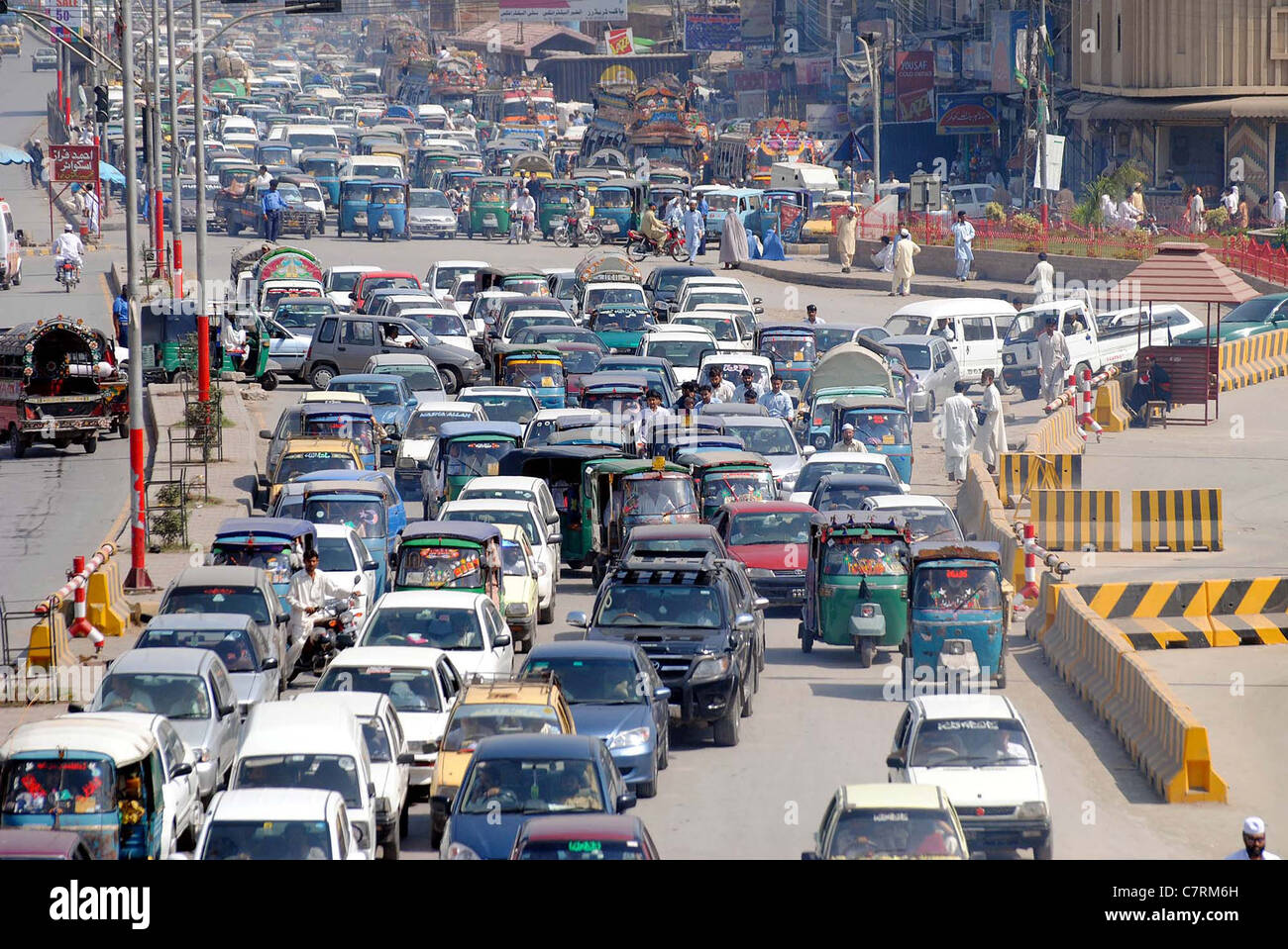 A view of traffic jam due to blocked GT.road on occasion of the visit ...