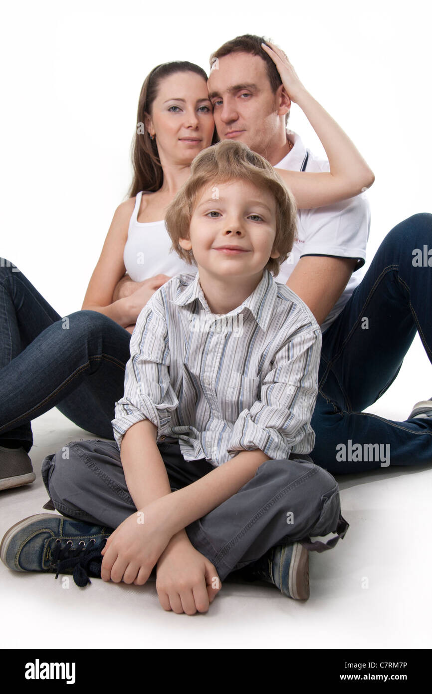 Young European family from three persons - mother, father and son Stock ...