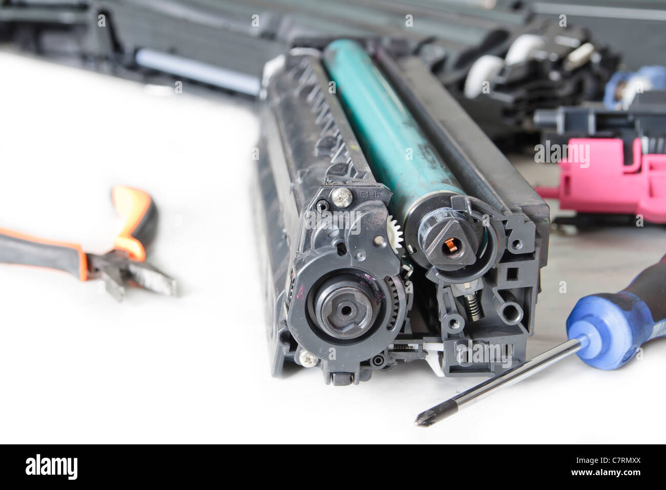 laser toner cartridge and tools Stock Photo - Alamy