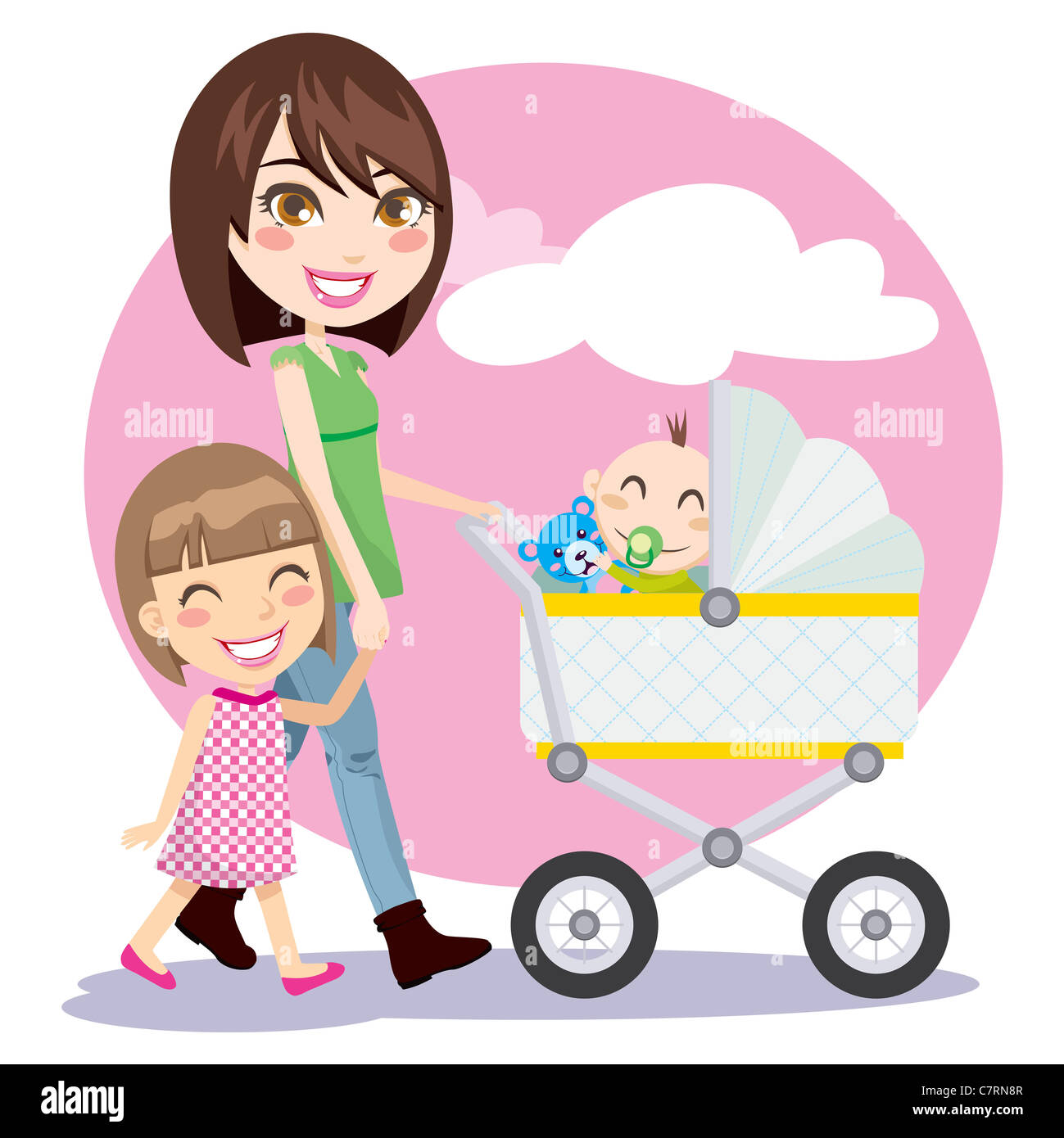 Girl pushing baby carriage hi-res stock photography and images - Alamy