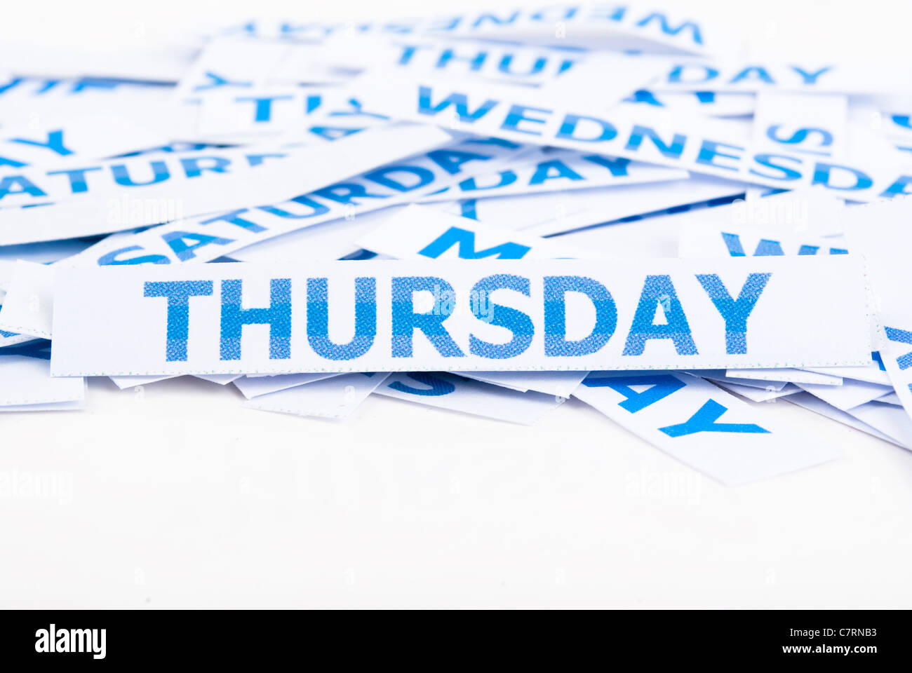 Thursday word texture background Stock Photo - Alamy