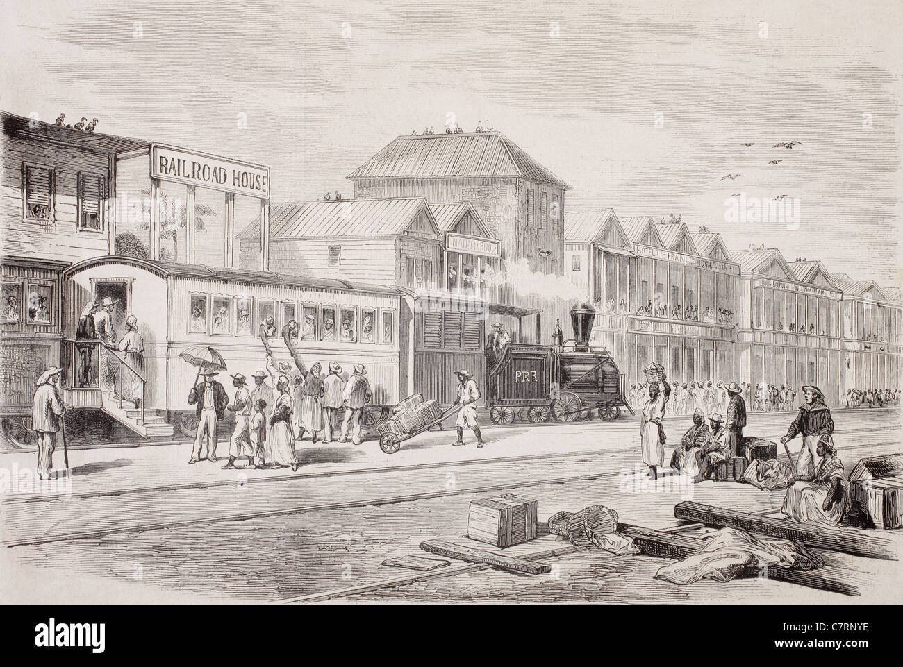 The railway station at Colón, formerly known as Aspinwall, Panama ...