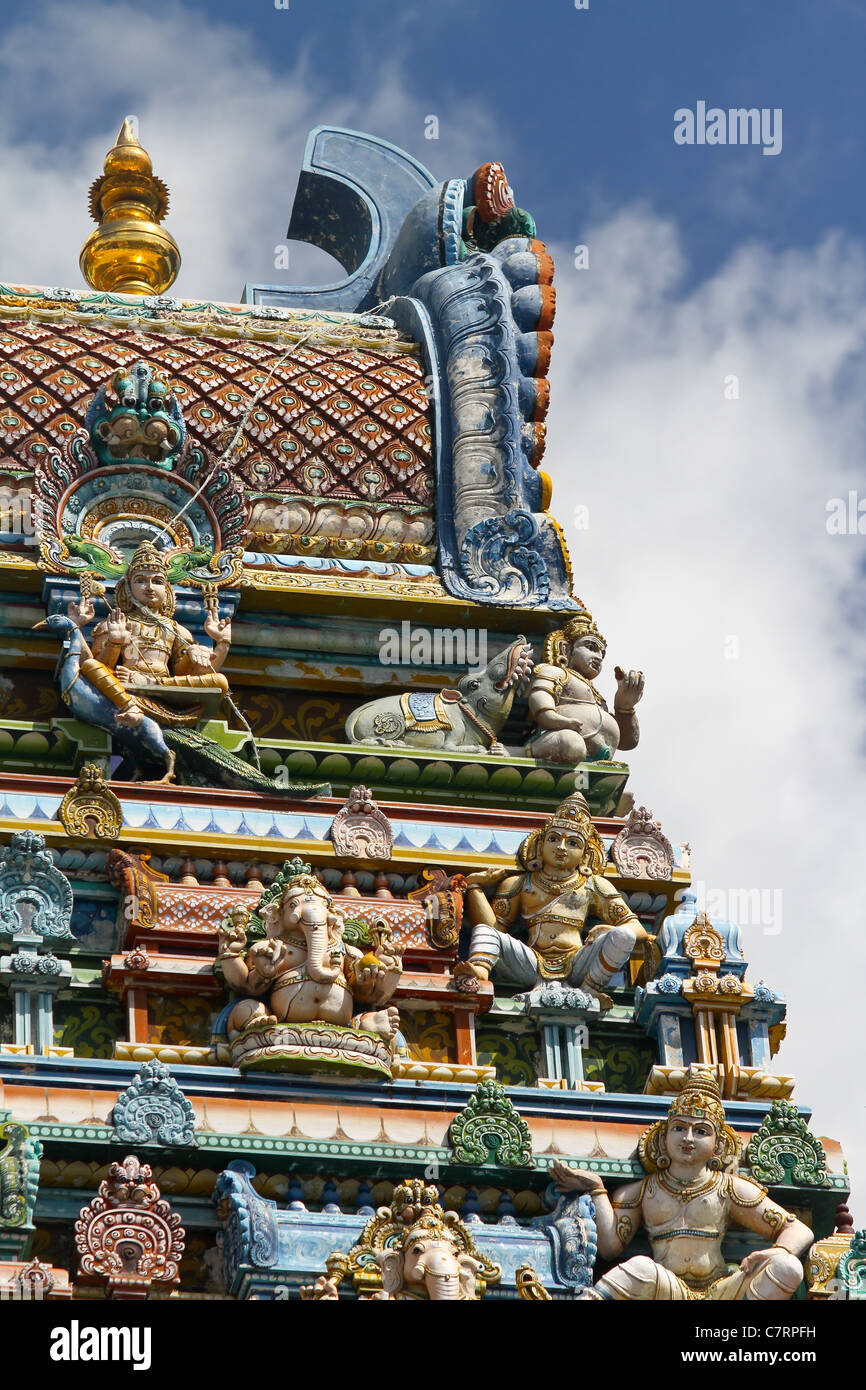 View of the Hindu Temple in the city of Victoria, Mahe Island ...