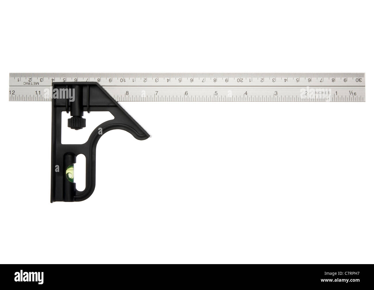 Adjustable combination square on white background Stock Photo - Alamy