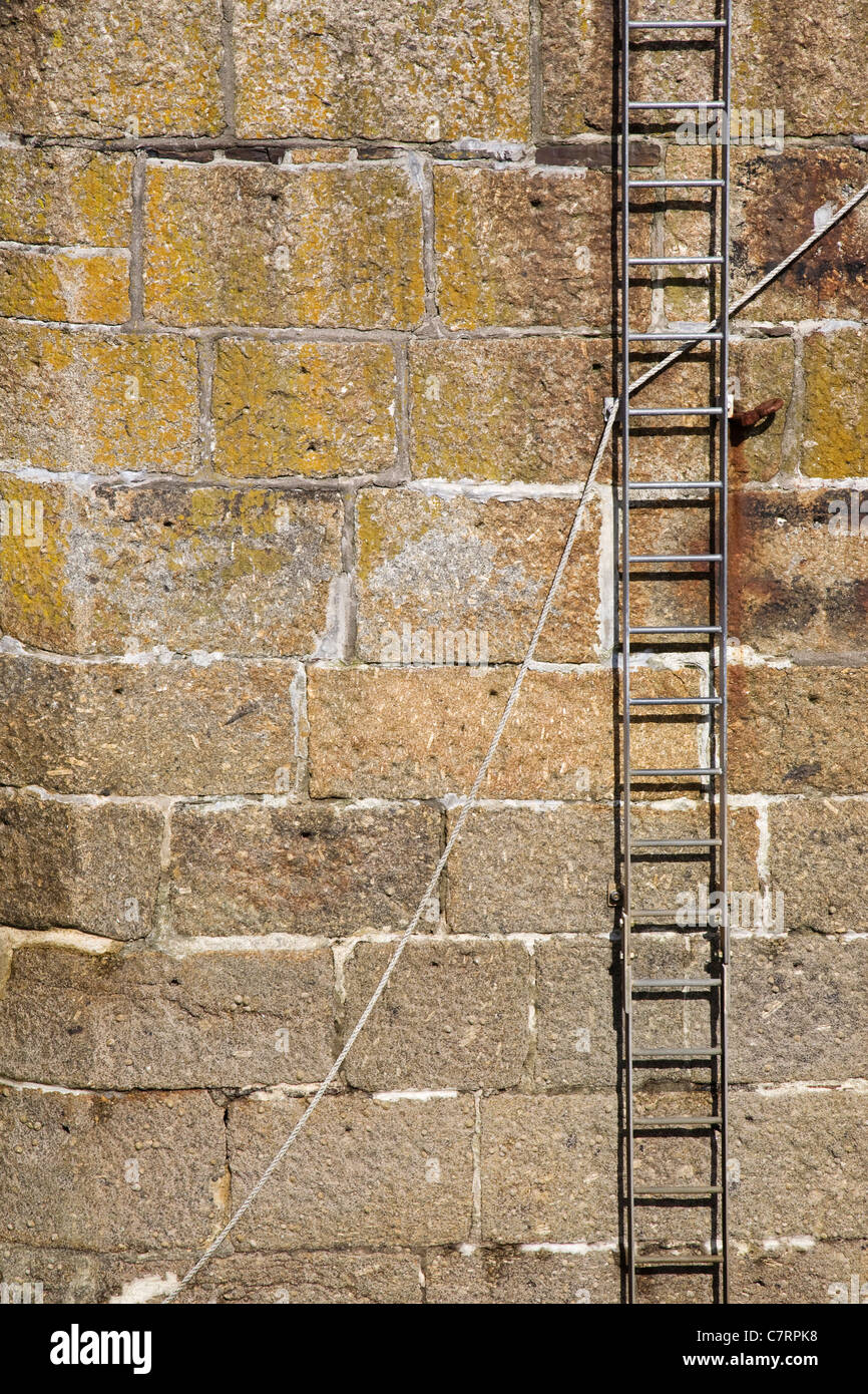 A long ladder going up a harbour wall Stock Photo - Alamy
