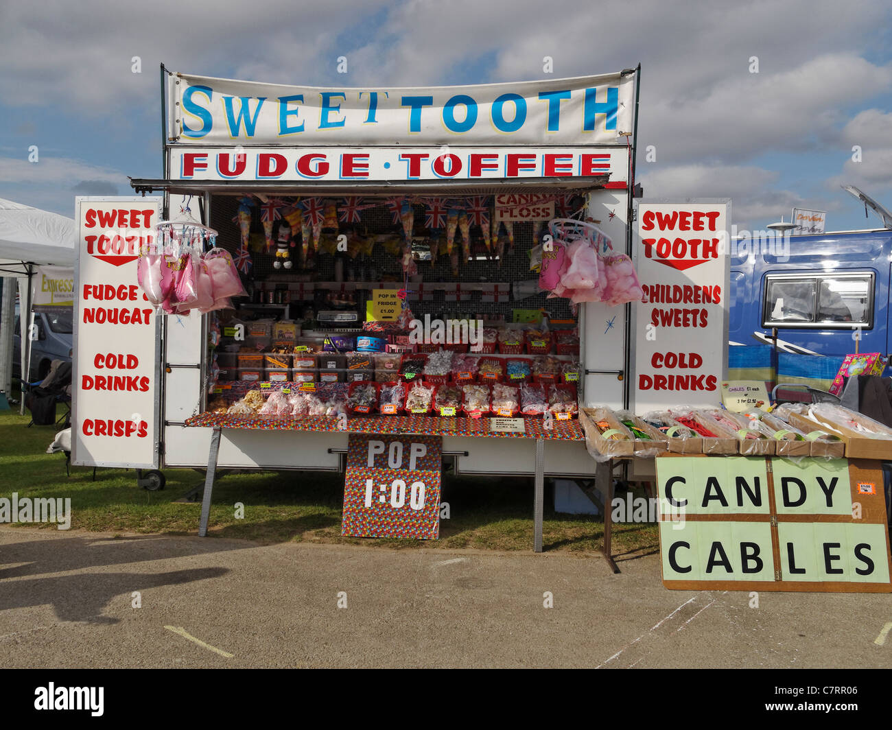 A sweet stall at the Lincolnshire Showground, Lincoln, England Stock ...