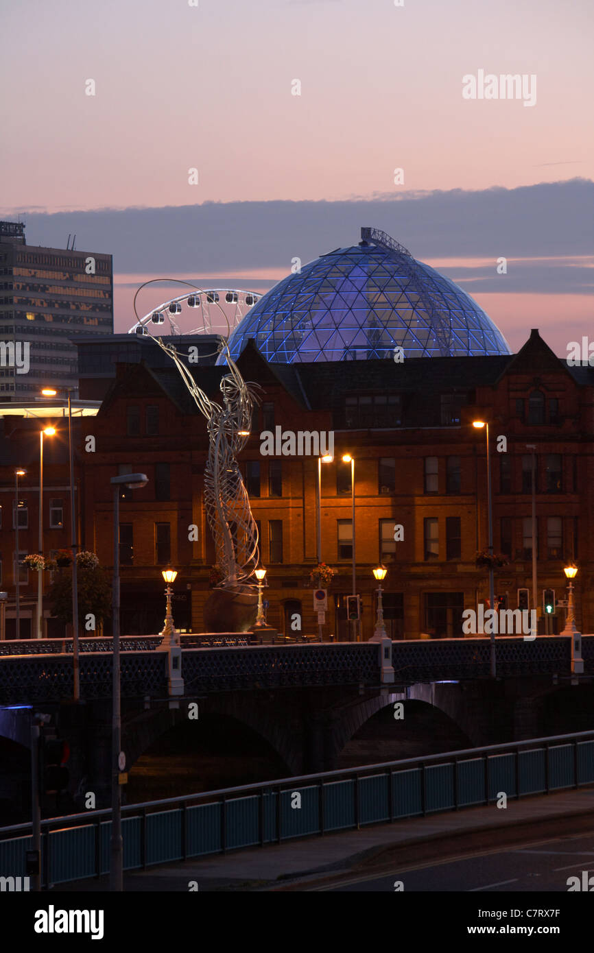 Belfast skyline with Victoria Square dome, Thanksgiving Square, Beacon ...