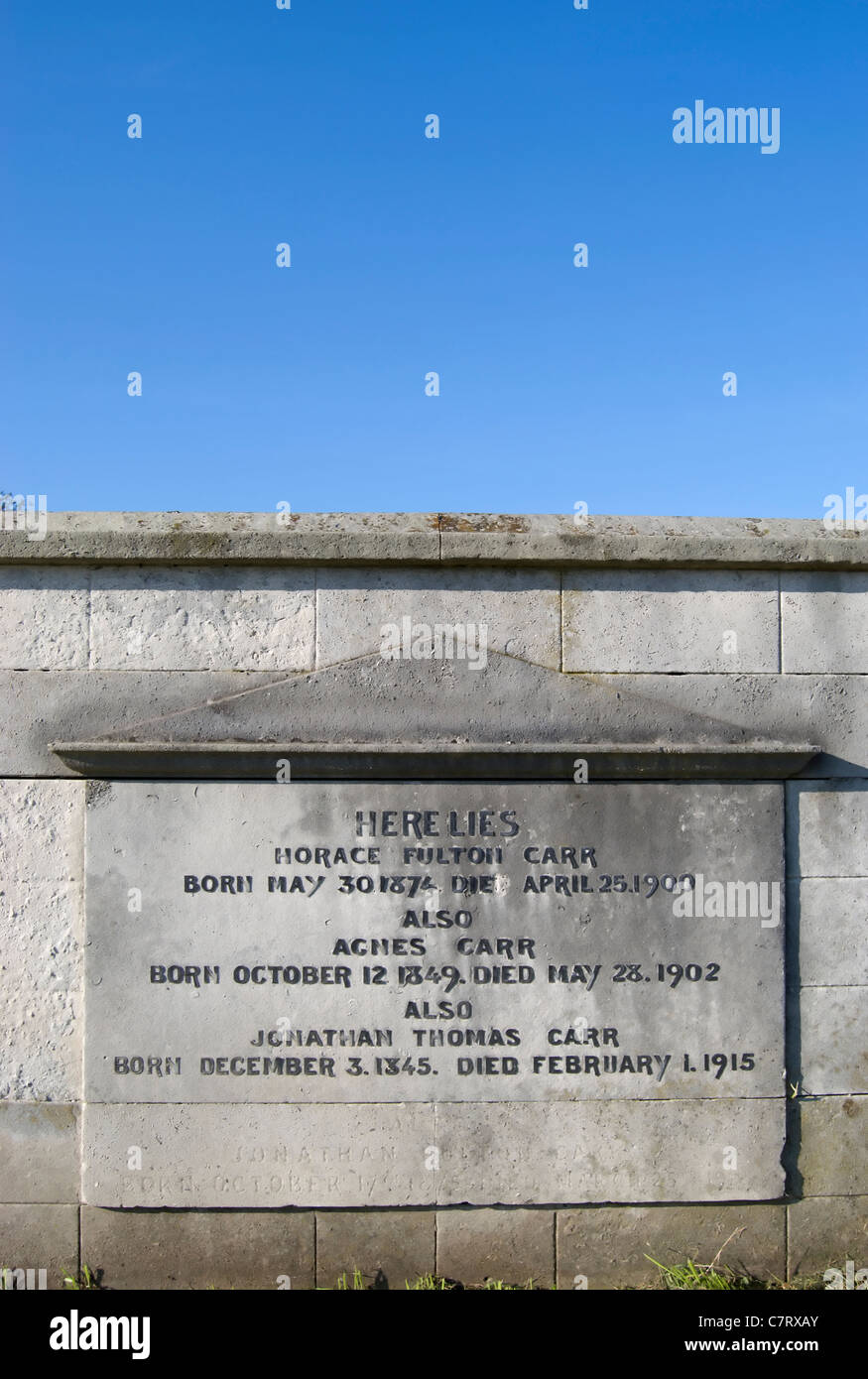 family grave of the carr family, including jonathan t carr, founder of ...
