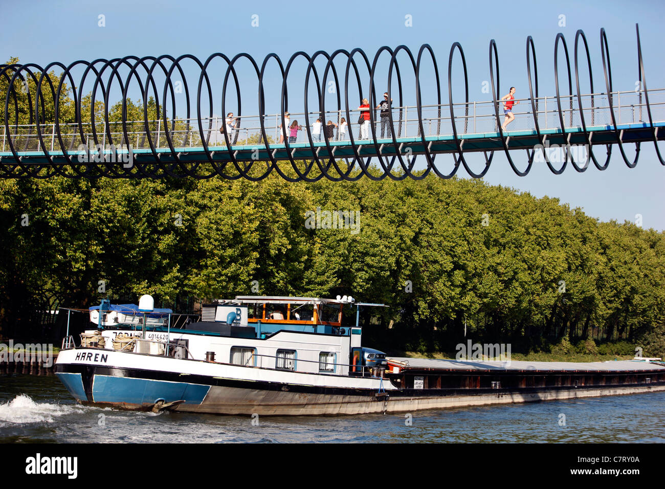 Spiral shaped footbridge. Called "Slinky Springs to Fame", crosses the ...