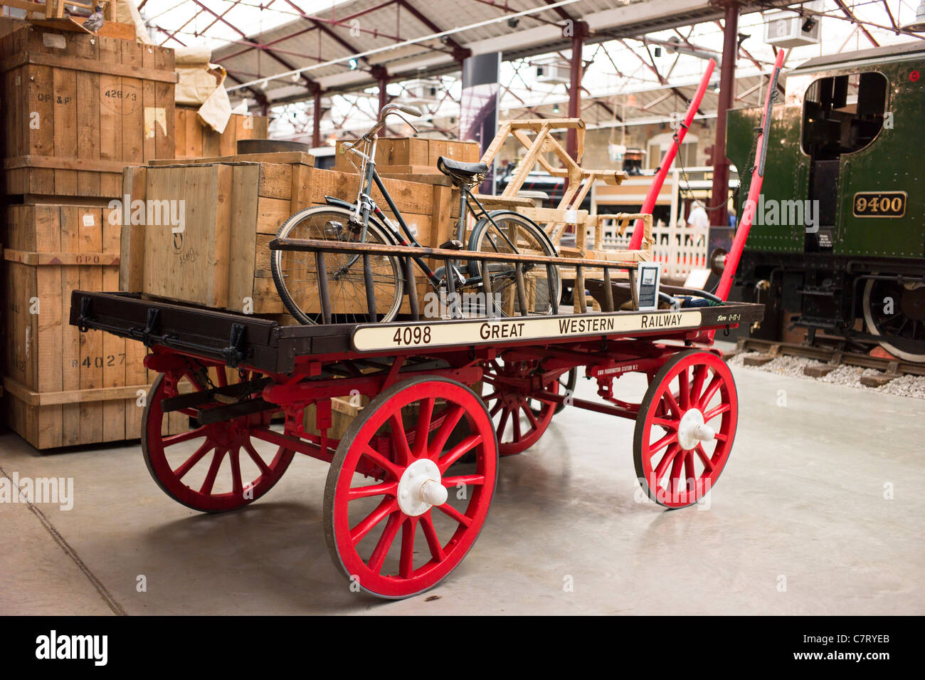 Old GWR horse-drawn delivery cart for goods conveyed by rail Stock ...