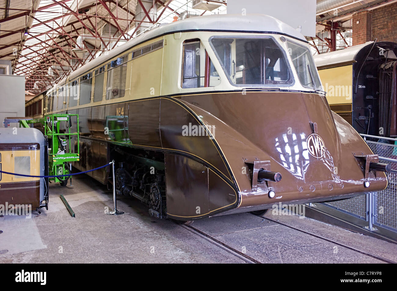 GWR Diesel rail car in STEAM museum Swindon UK Stock Photo - Alamy