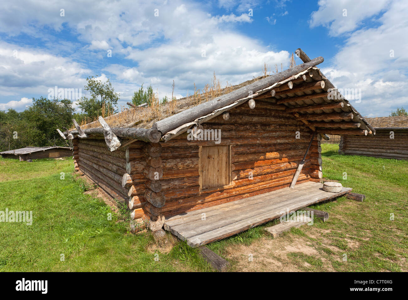 Ancient traditional russian wooden house X century Stock Photo - Alamy