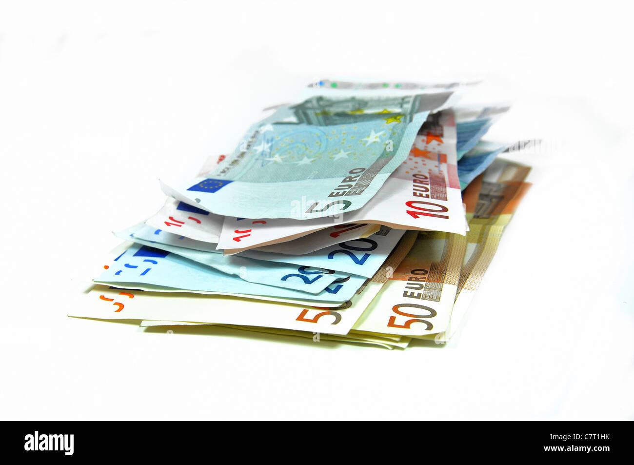 Stack of Euro banknotes from 5 to 50 Euro on white background Stock ...
