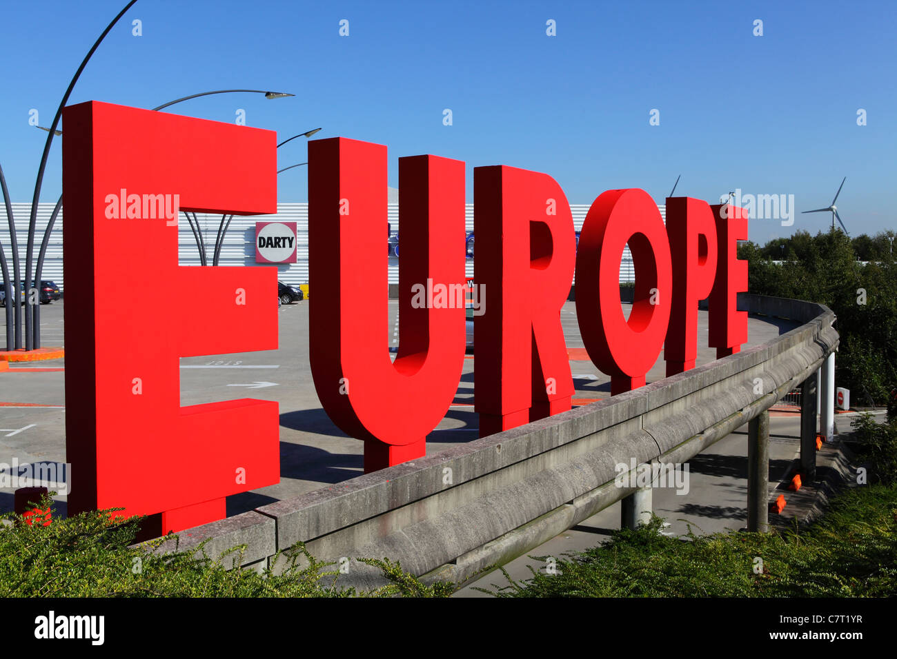 Europe sign at Cite Europe shopping centre Calais France Stock Photo ...