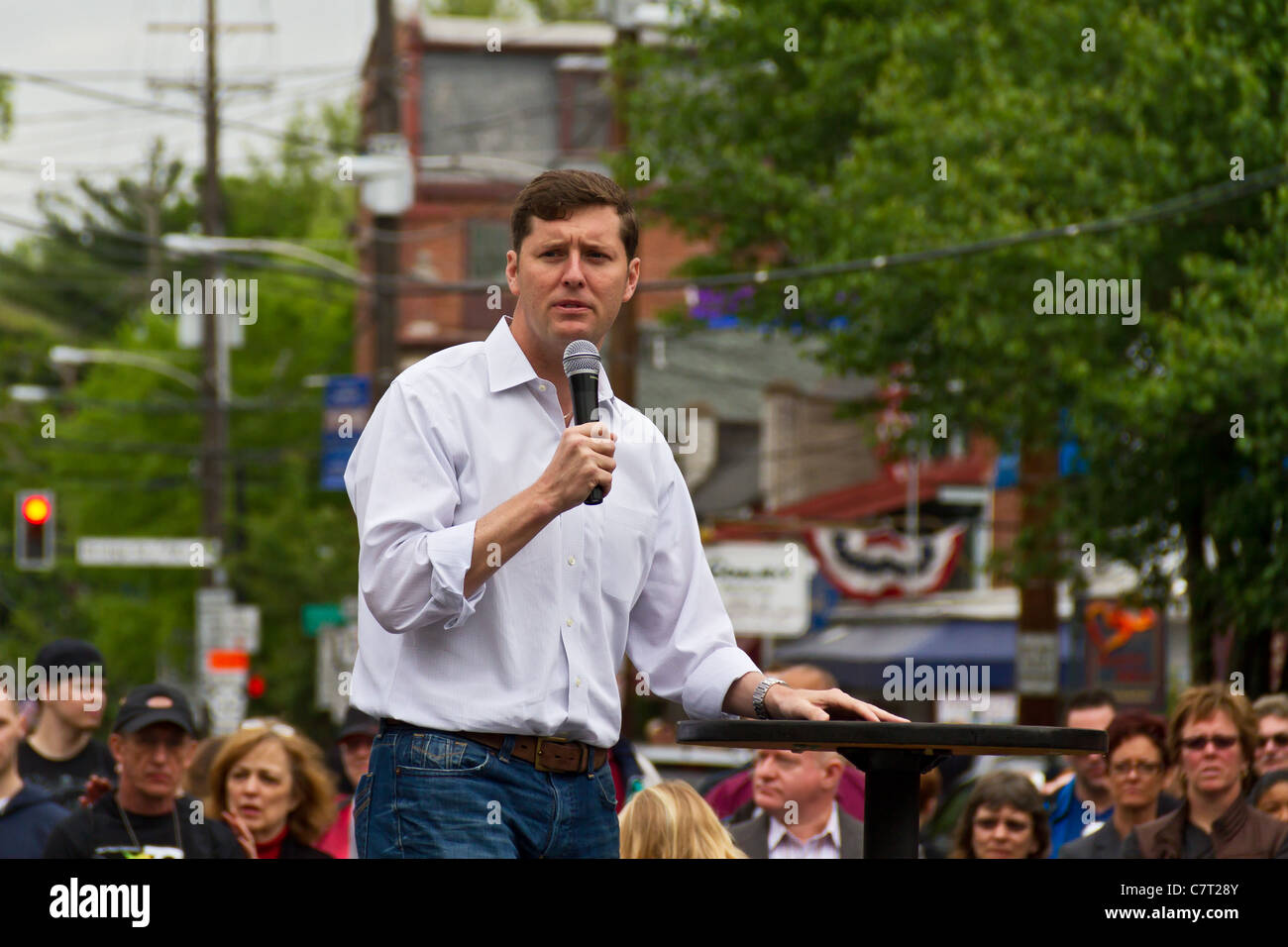 Former Pennsylvania Congressman Patrick Murphy making a speech at the ...