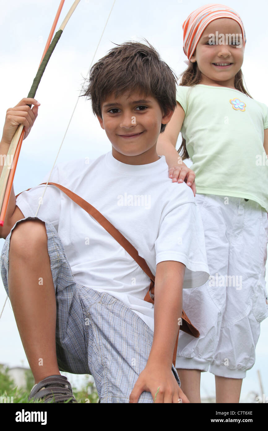 Children doing archery Stock Photo - Alamy