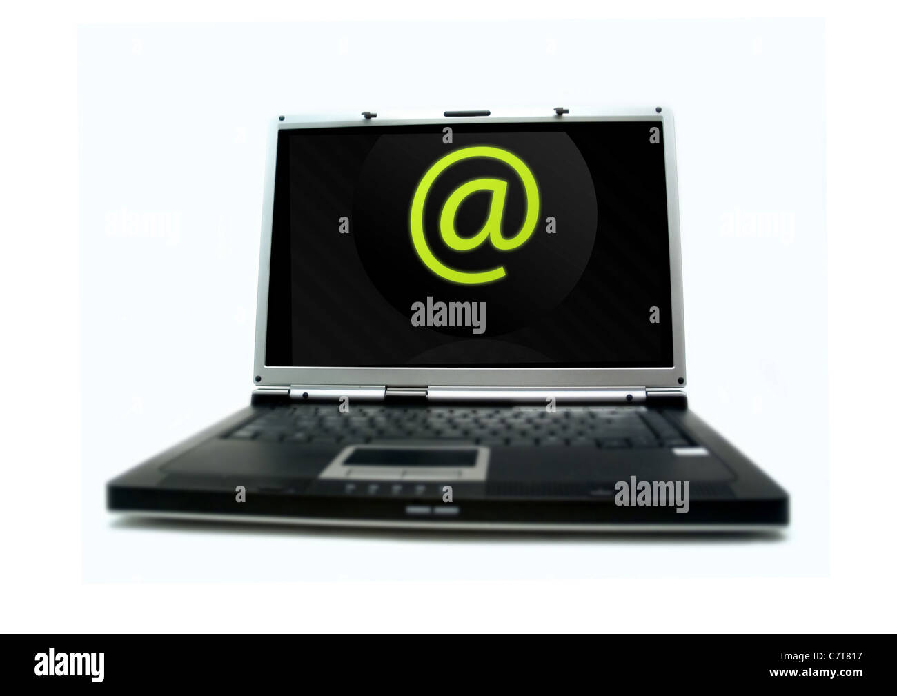 Laptop Computer with an email symbol background on the screen.Objects ...