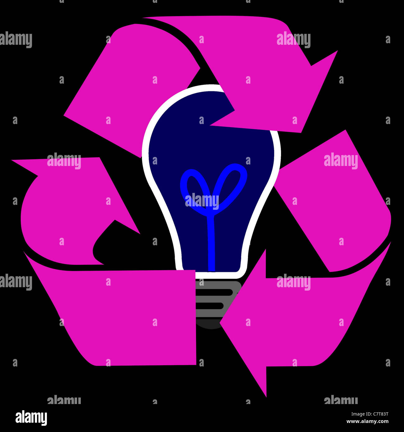 Light bulb with recycle symbol over starry black background Stock Photo ...