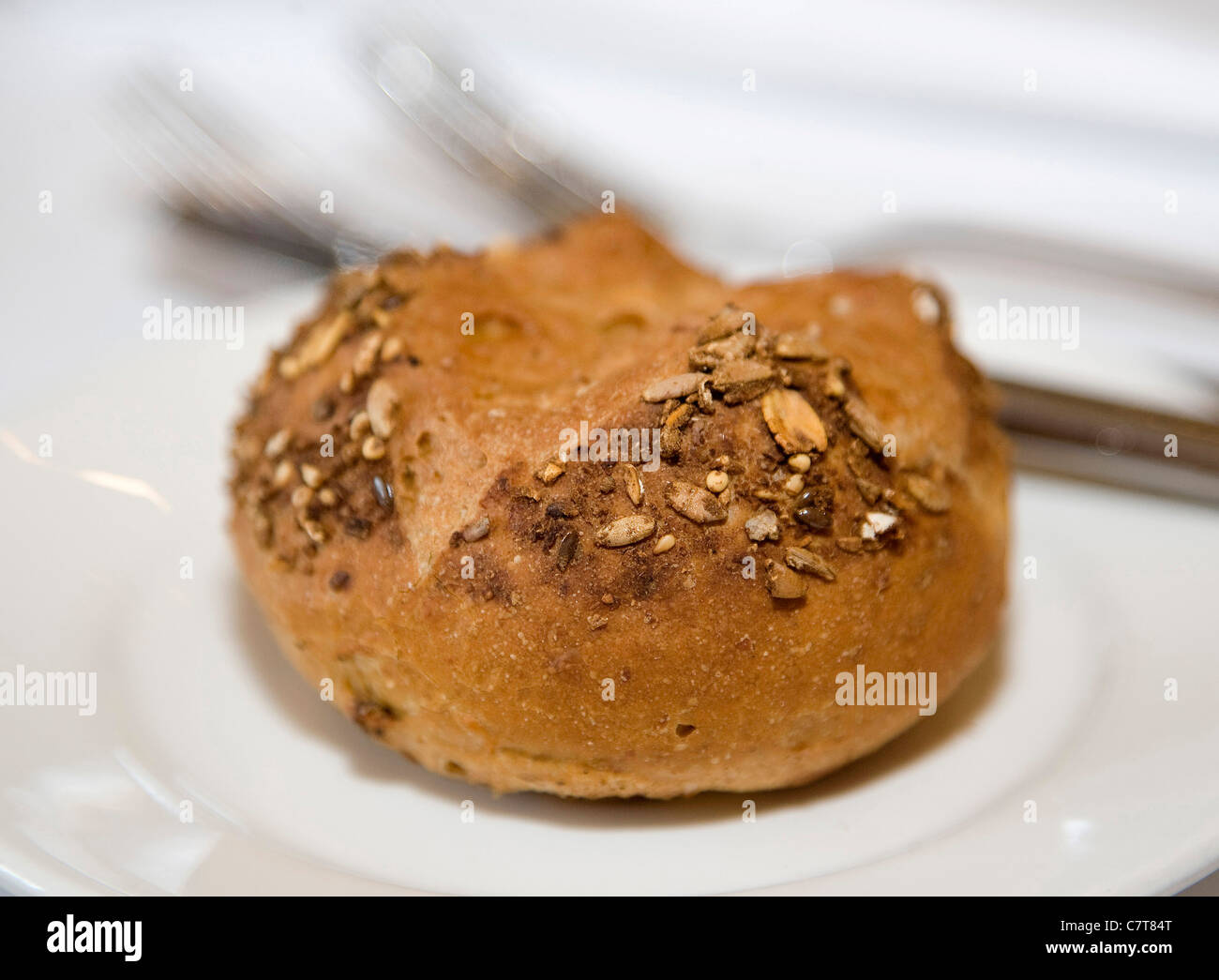 Bread Roll at a Dining Table Stock Photo - Alamy