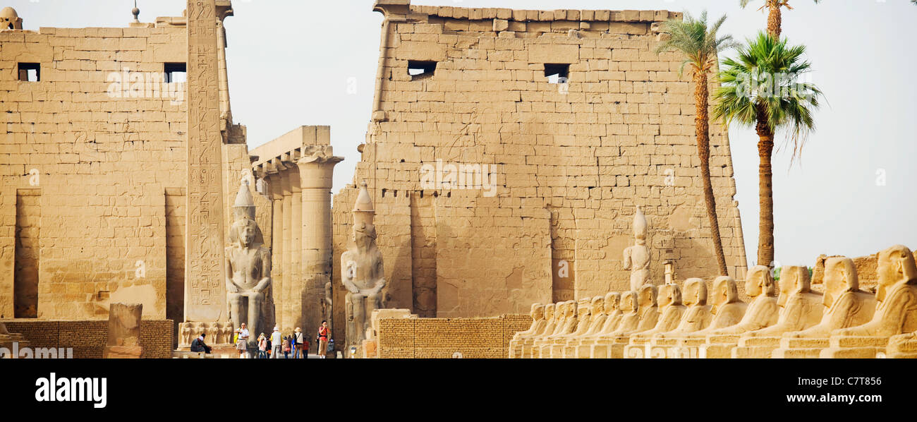 Panoramic view of the first pylon at Luxor Temple, Luxor, Egypt Stock ...