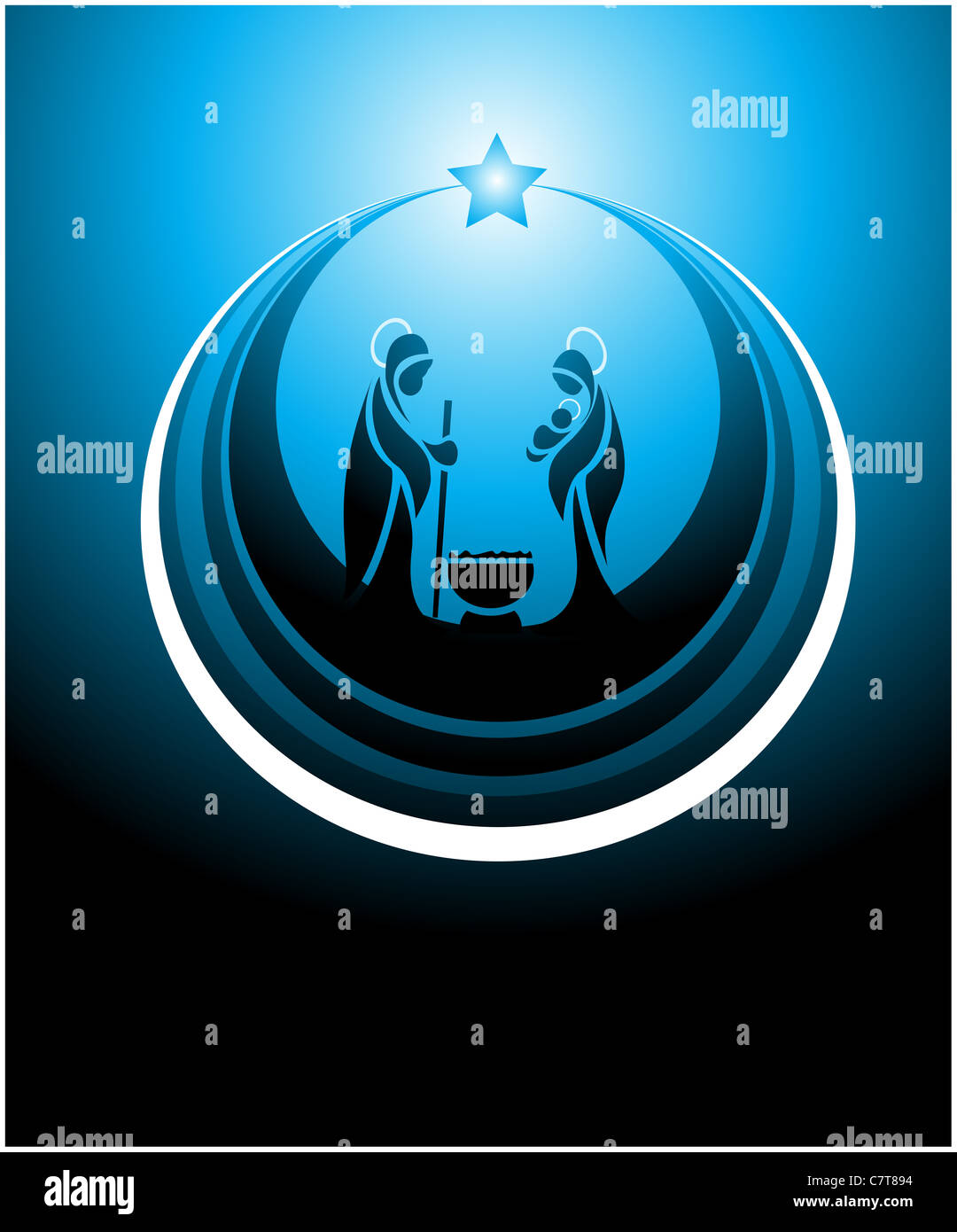 Icon depicting the nativity scene in blue Stock Photo - Alamy