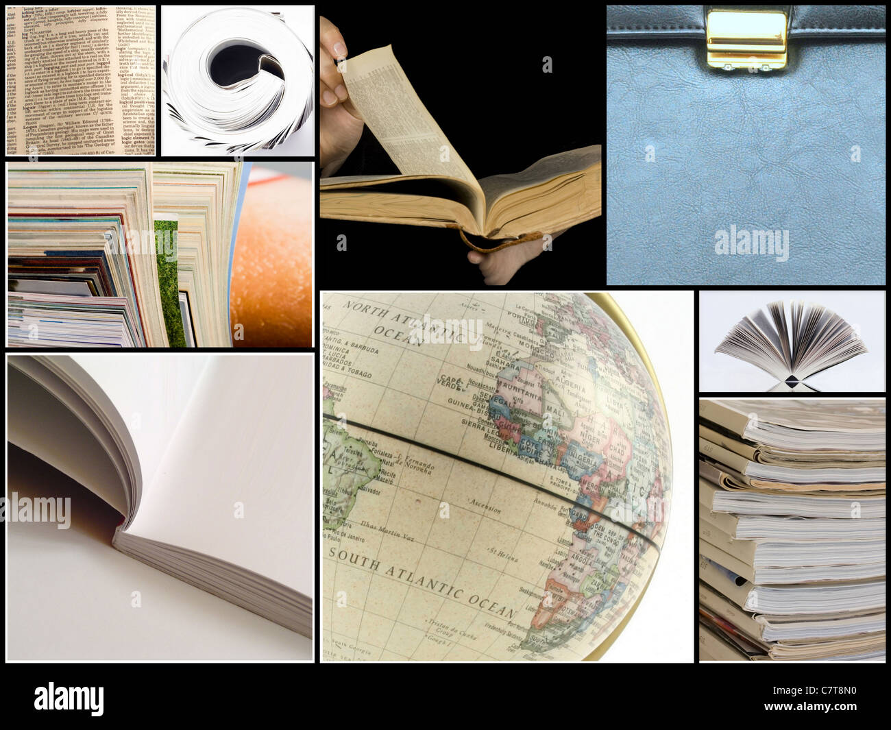 Library themed collage or collection photos about education and library ...