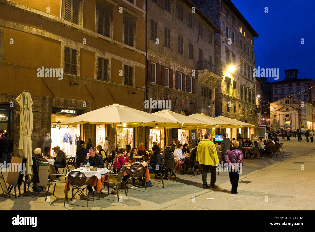 Italy, Umbria, Perugia, Cafe at Night Stock Photo - Alamy