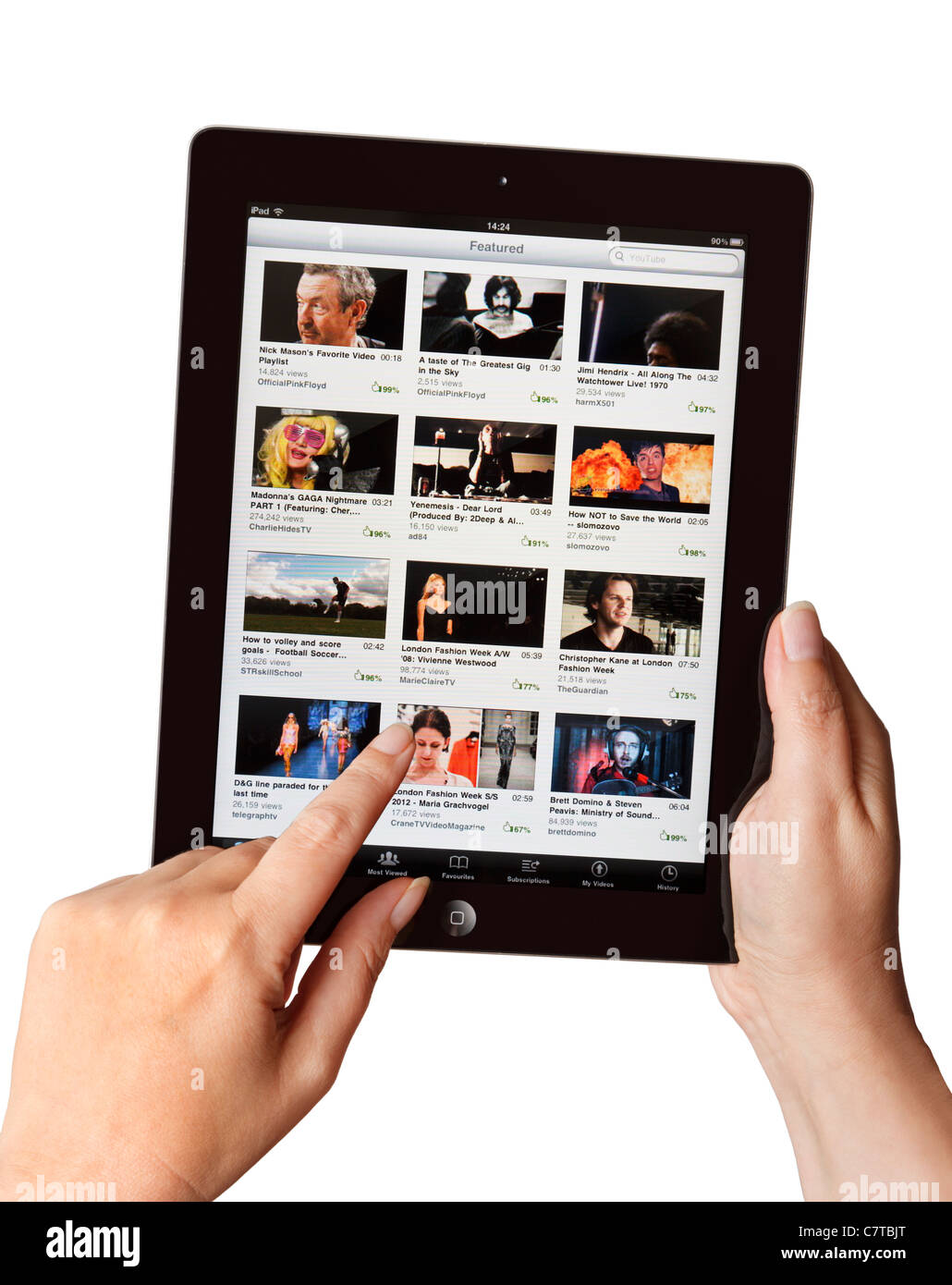 Female using youtube app hi-res stock photography and images - Alamy