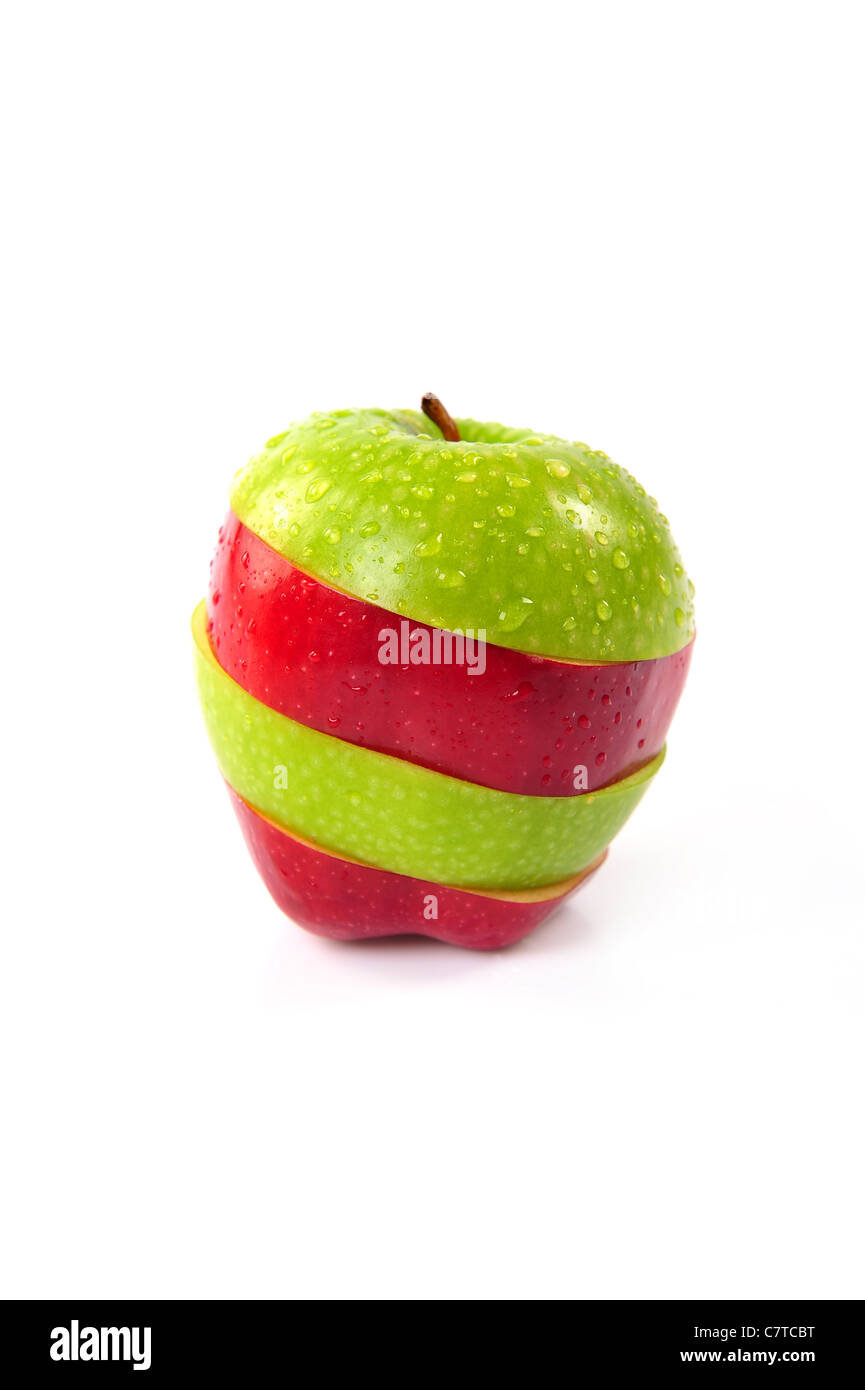Red and green sliced apple with moisture Stock Photo - Alamy