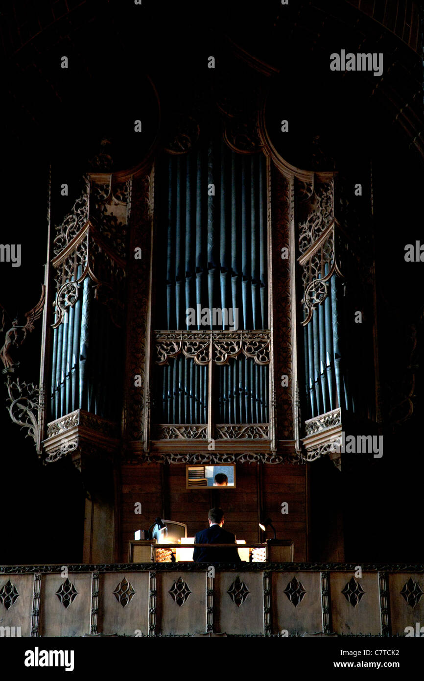 Organist playing the organ in Our Lady Chapel, Liverpool Cathedral ...