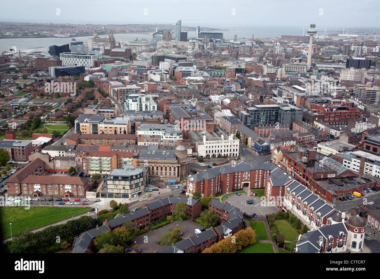 View over the city of Liverpool from the cathedral tower Liverpool ...