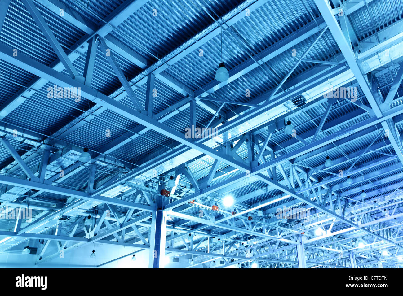 Ceiling of storehouse toned in the blue color Stock Photo - Alamy