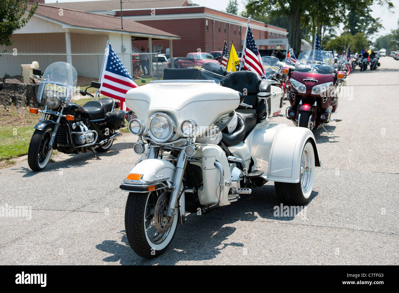 Motorcycle of Patriot Guard Rider at the funeral of a fallen Marine ...