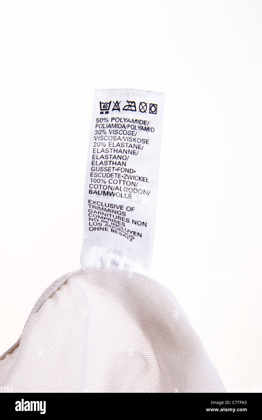 Clothing information tag Stock Photo - Alamy