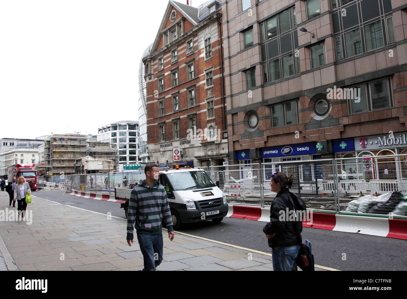 The Crossrail redevelopment at Moorgate Station in the City of London ...