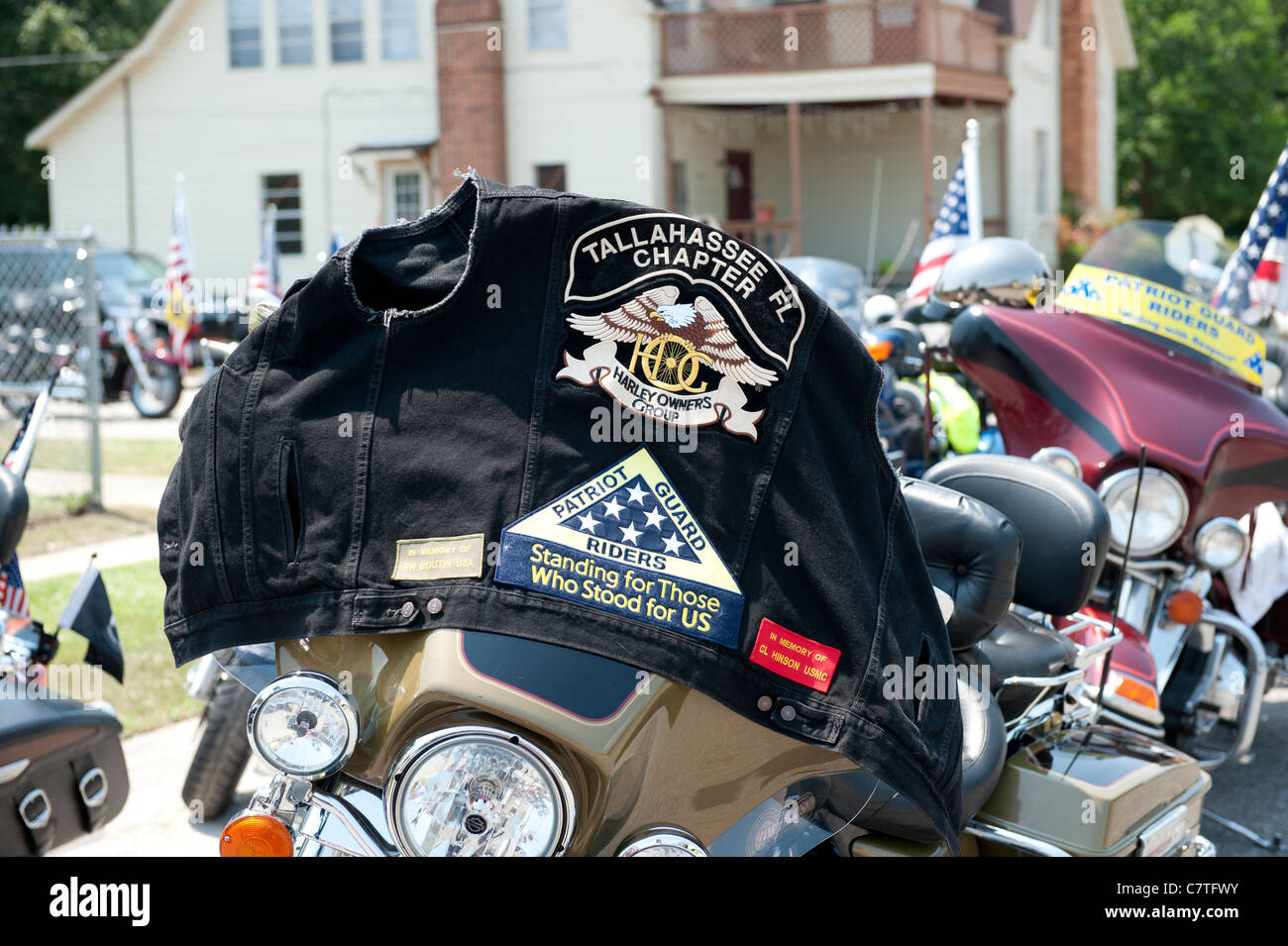 Motorcycle of Patriot Guard Rider at the funeral of a fallen Marine ...