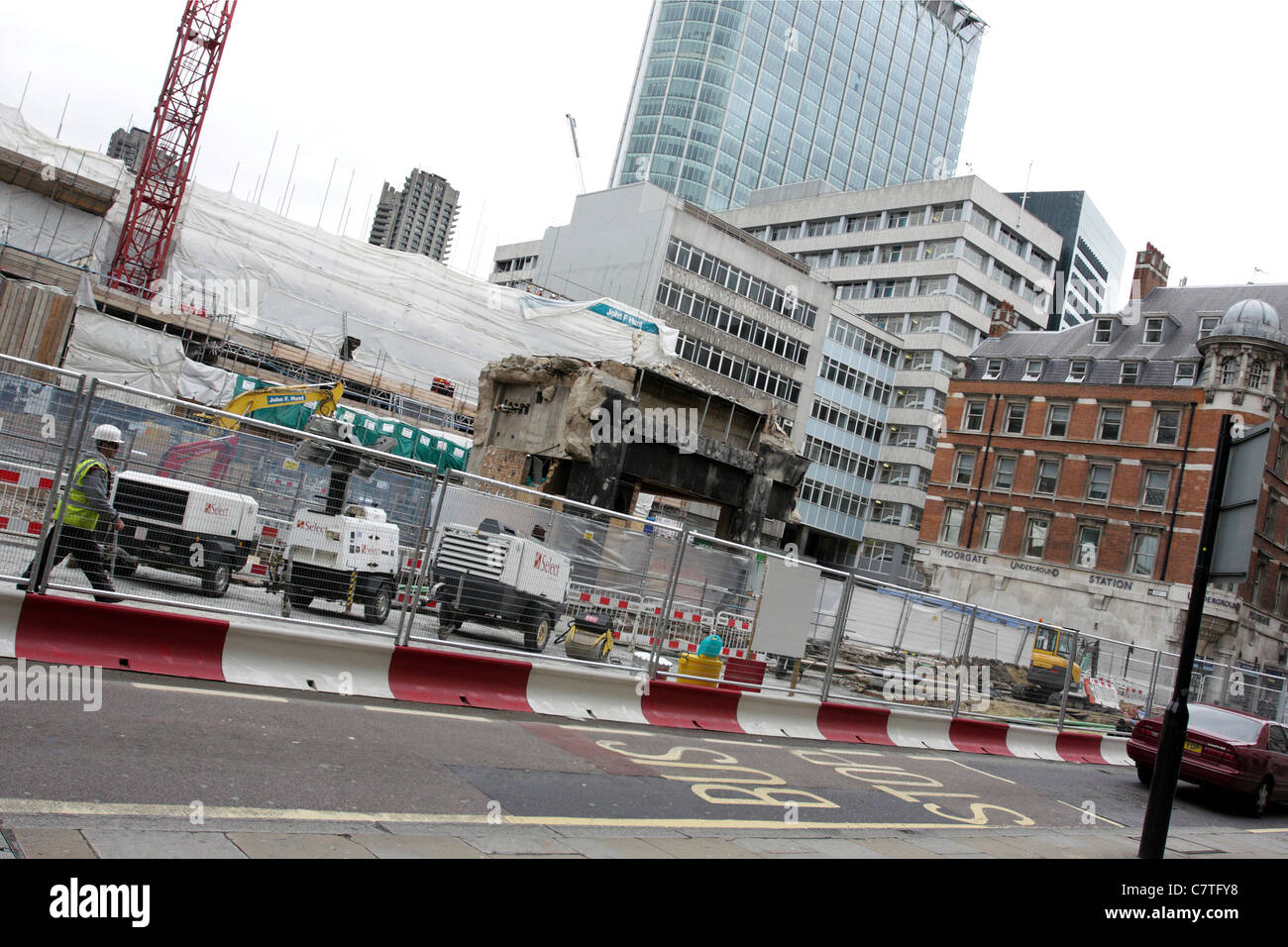 The Crossrail redevelopment at Moorgate Station in the City of London ...