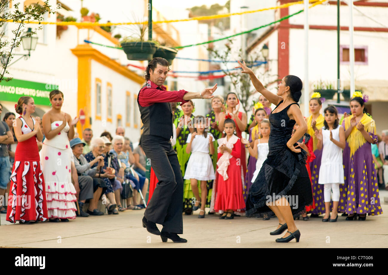 People being entertained by Flamenco dancers during Alcoutim Fiesta ...