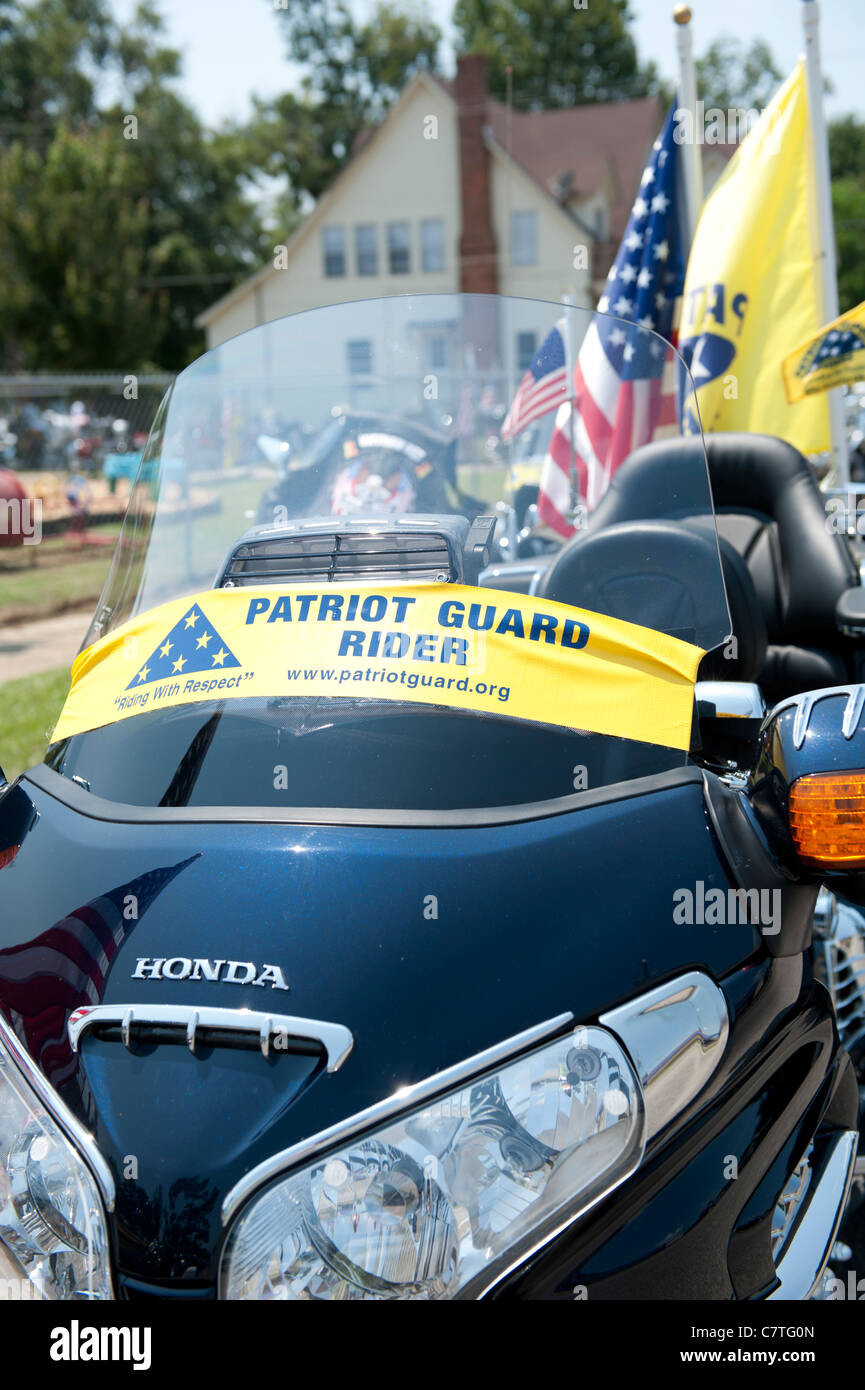 Motorcycle of Patriot Guard Rider at the funeral of a fallen Marine ...