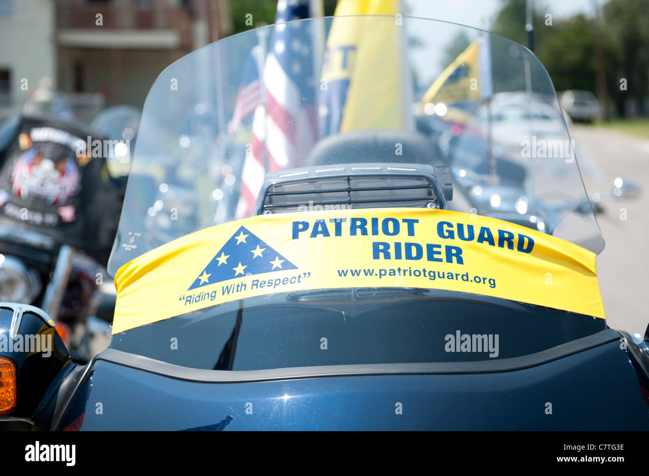Motorcycle of Patriot Guard Rider at the funeral of a fallen Marine ...