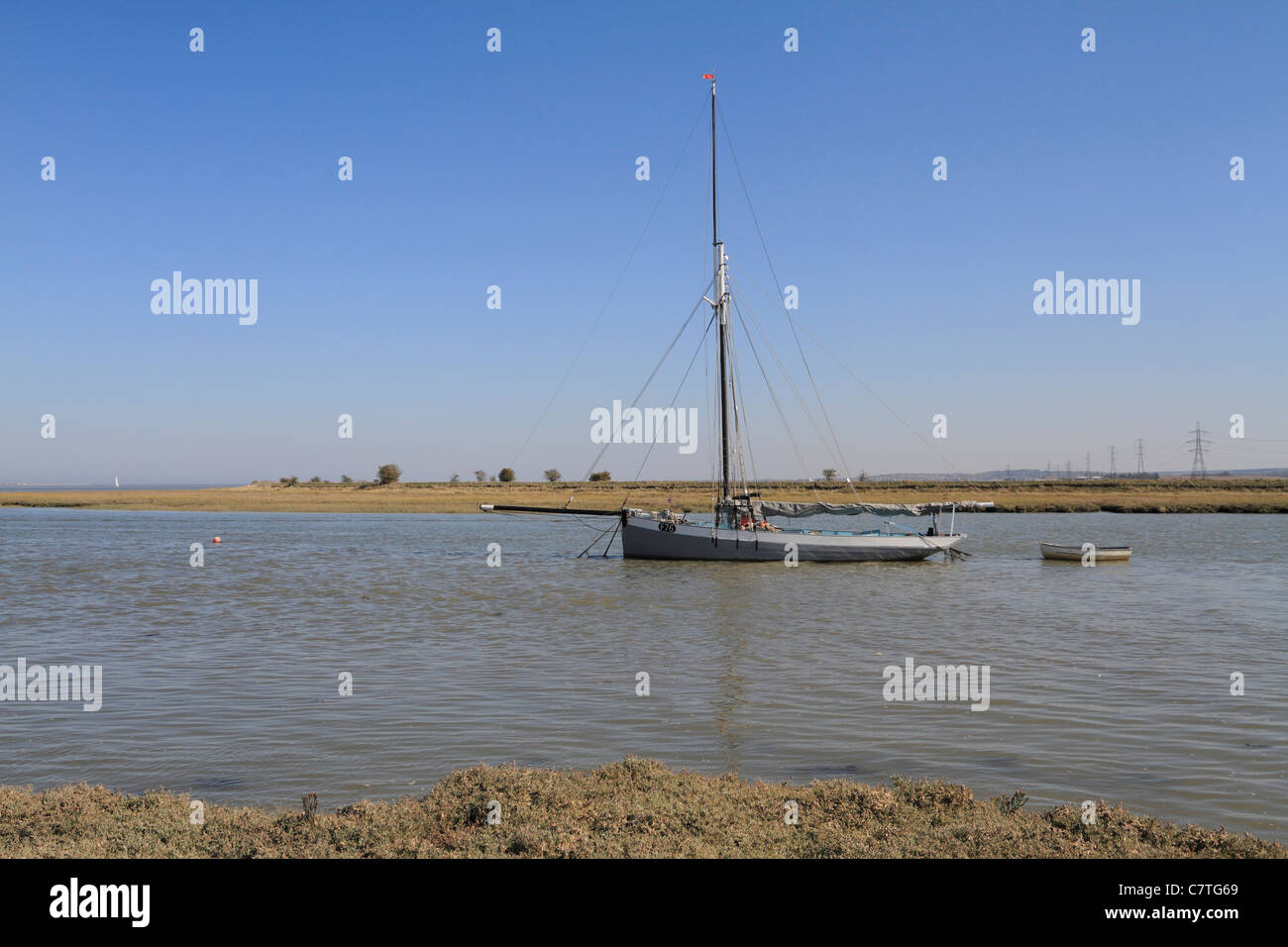 The Whitstable oyster yawl Gamecock F76 moored on Faversham creek Stock ...