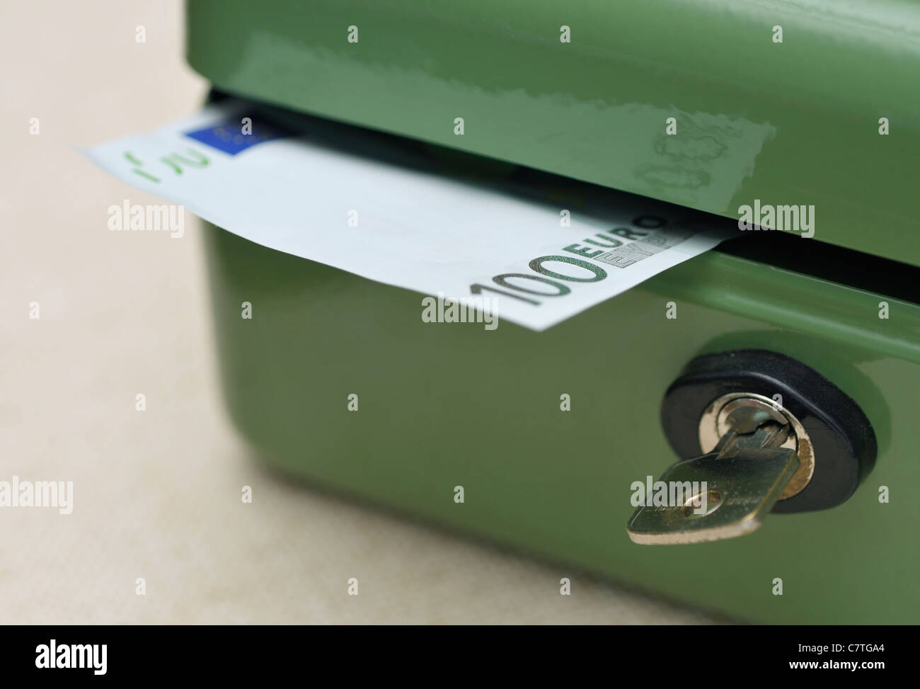 Euro note in Cash Box Stock Photo - Alamy