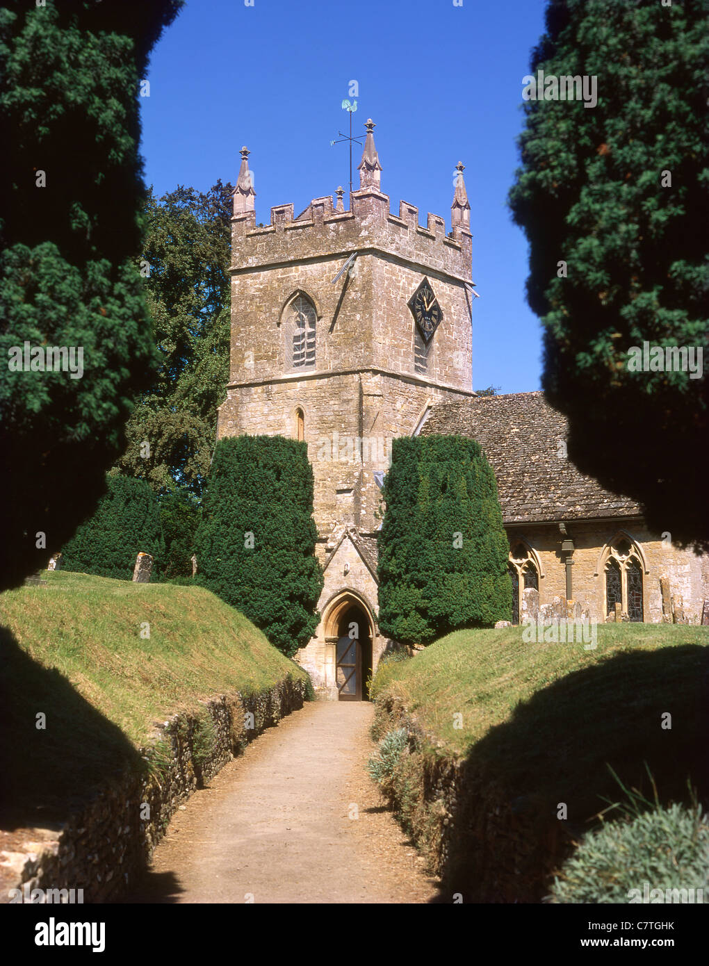 England Gloucestershire Upper Slaughter church Stock Photo - Alamy