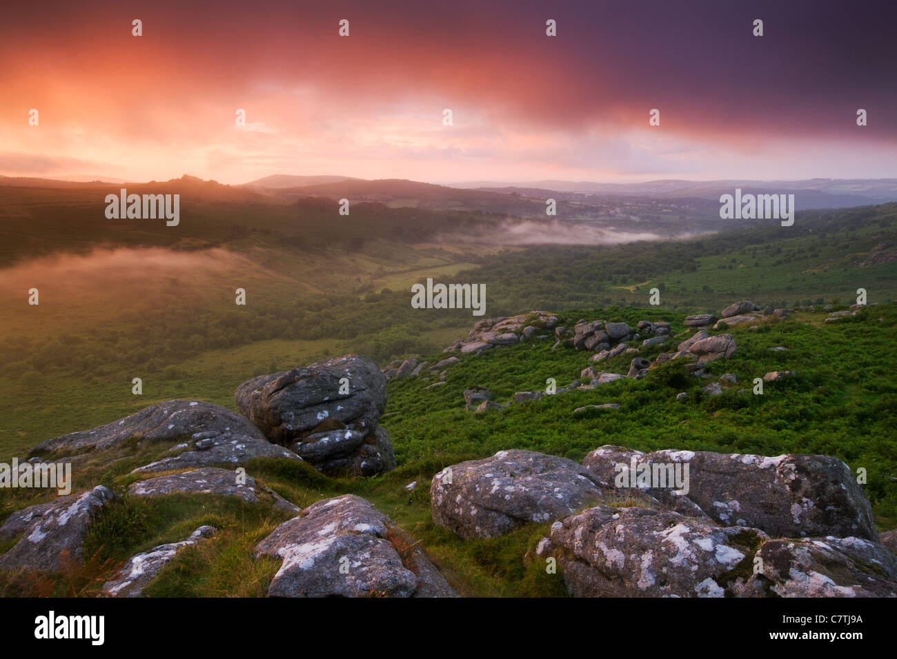 Atmospheric sunset above holwell tor hi-res stock photography and ...