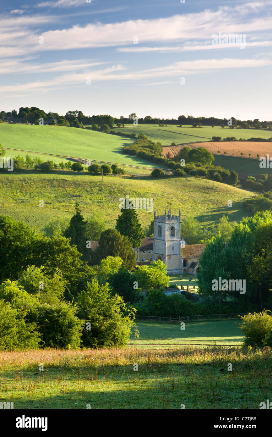 Naunton church, nestled in the beautiful rolling Cotswolds countryside ...